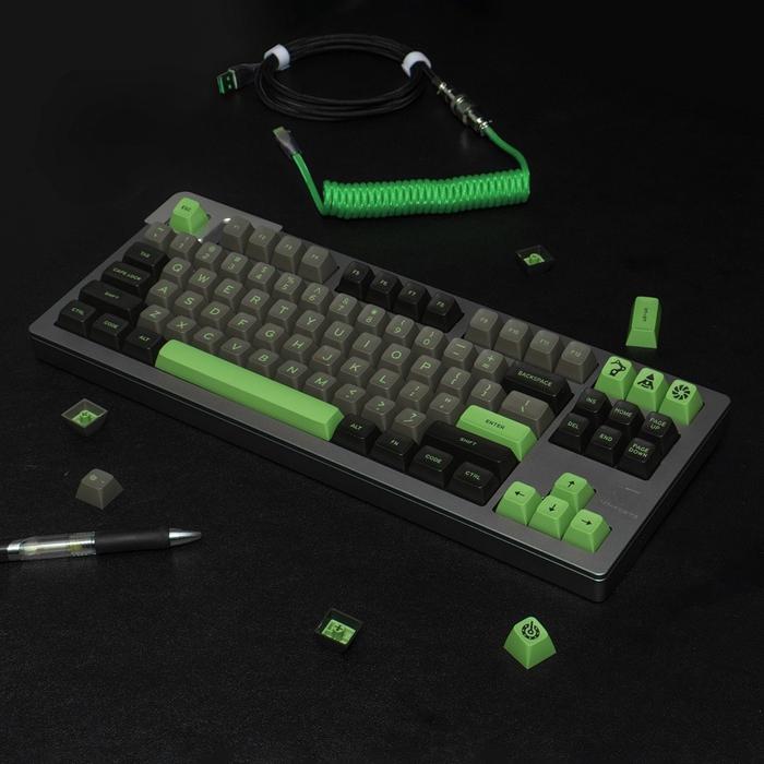 Jual Green grey rocket keycaps SA profile double profile 172 keycaps ...