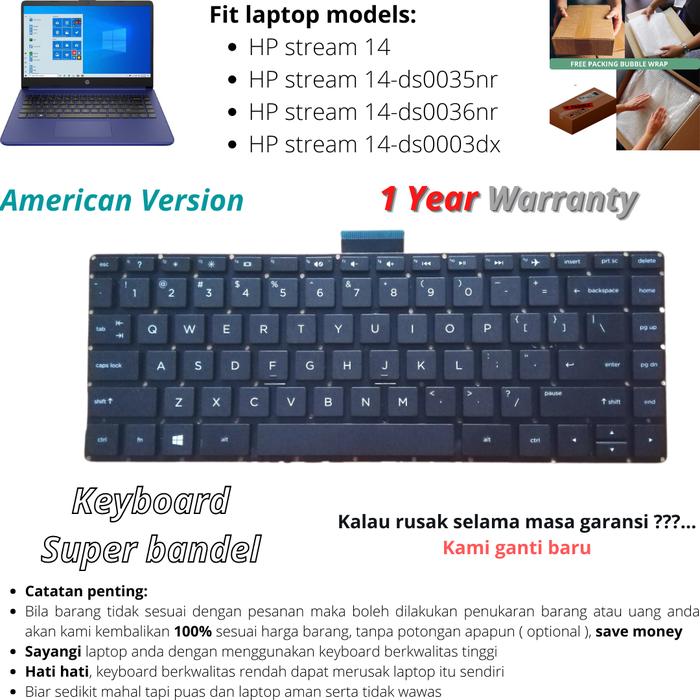 Jual Keyboard HP stream 14 14-ds0035nr 14-ds0036nr 14-ds0003dx High ...