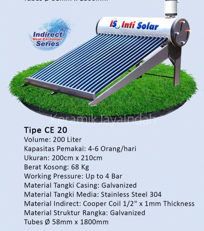 Jual INTI SOLAR INTISOLAR 20CE 20 CE WATER HEATER PEMANAS AIR SOLAR ...
