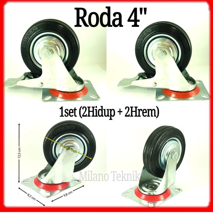Promo RODA 4" hidup (H/R+H/H) /RODA TROLLEY 4 inchi /RODA KARET/Roda ...