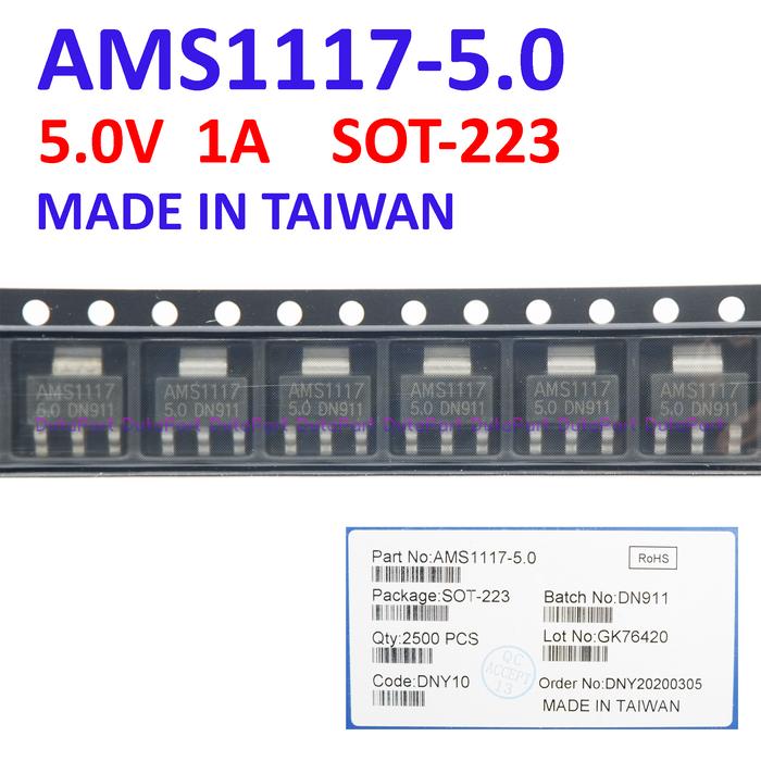 Jual AMS1117 5.0V 5V 5 5.0 V 1A SMD Voltage Regulator AMS1117-5.0 SOT-223 - Kota Tebing Tinggi ...