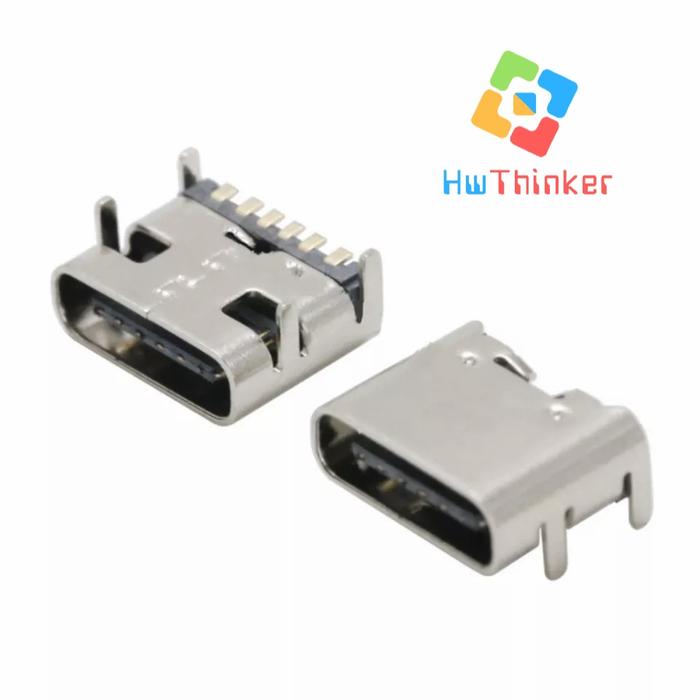 Jual Konektor Connector Slot Female 6 PIN USB type C 3.1 SMD SMT PCB ...