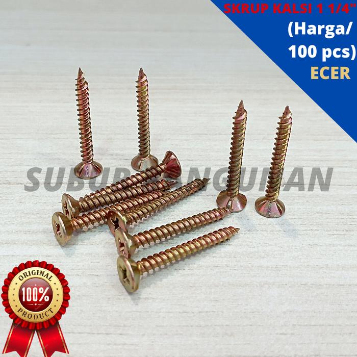 Jual 100 Pcs Skrup Grc Kuning 6 x 1 1/4" Panjang ± 3 Cm Sekrup Kalsi Board - Kota Makassar ...