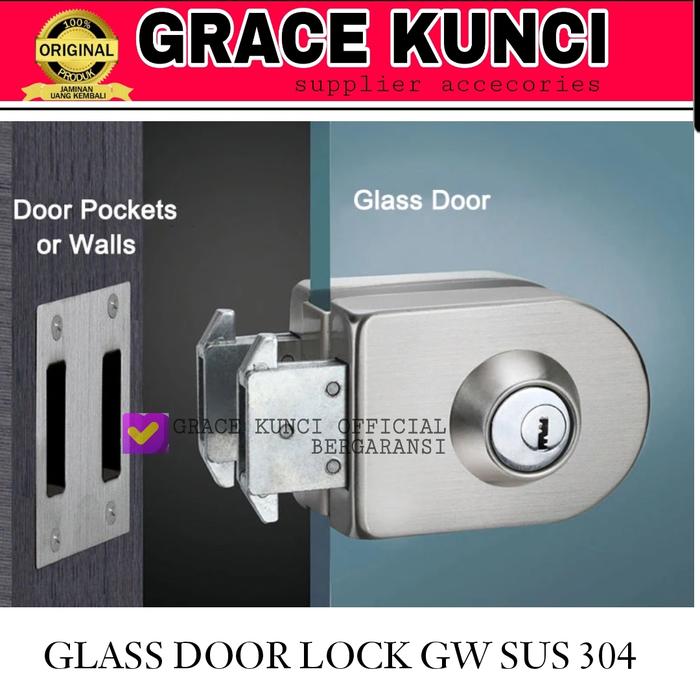 Jual glass lock Kunci kaca ke tembok grendel pintu kaca tanpa bor kaca - Jakarta Barat - Grace ...