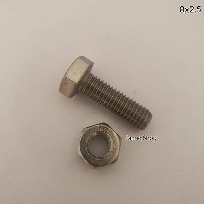 Jual MOR MUR BAUT SS304 8X25 K13 P1.25 STAINLESS FULL DRAT - Kab. Sidoarjo - ANUGERAH BAUT ...