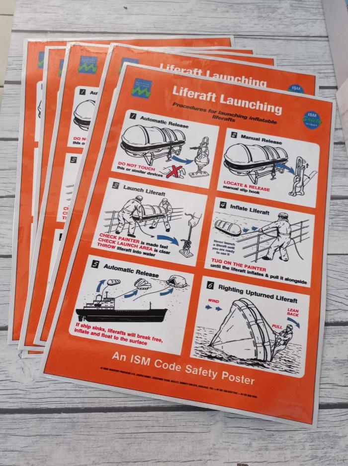 Jual Sticker POSTER LIFERAFT LAUNCHING/Stiker Kapal Safety/Stiker ...