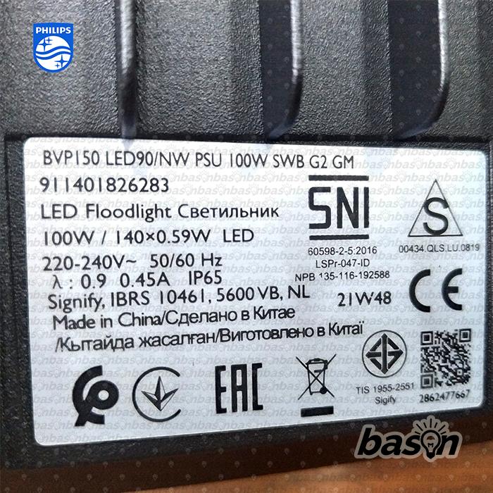 Promo PHILIPS BVP150 100W 220V SWB LED Flood Light - Lampu Sorot IP65 ...