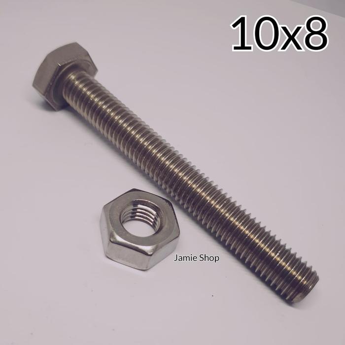 Jual MOR BAUT SS304 10X80 K17 P1.50 FULL DRAT STAINLESS MUR BAUT THE ...