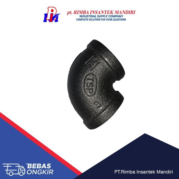 Jual ELBOW/KNEE 90 DEG SCR 150# 1/2" MI (MALLEABLE IRON)./BESI HITAM ...