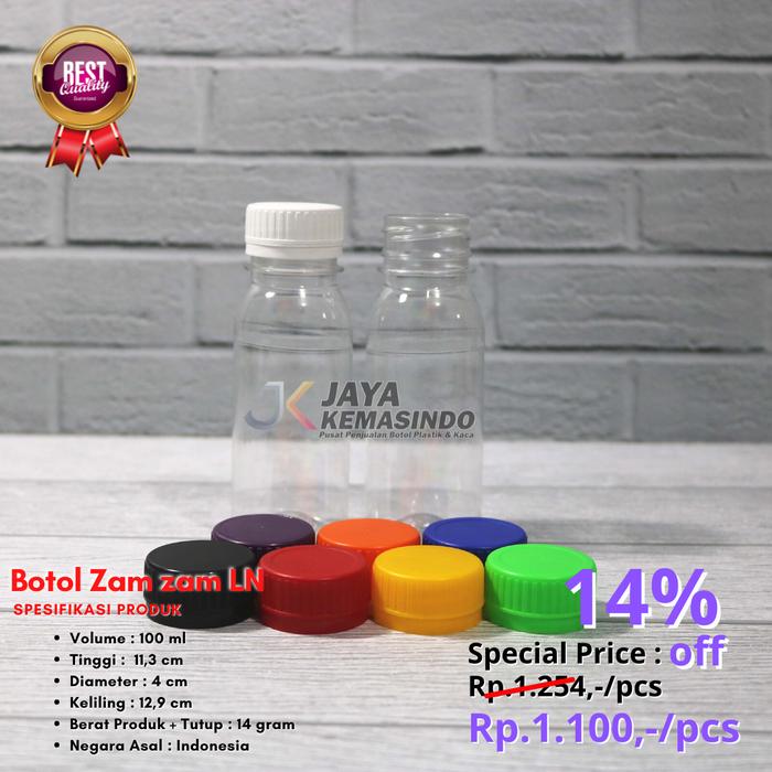 Jual Botol plastik PET 100ml zam zam tutup segel LN warna warni - Jakarta Timur - JAYA KEMASINDO ...
