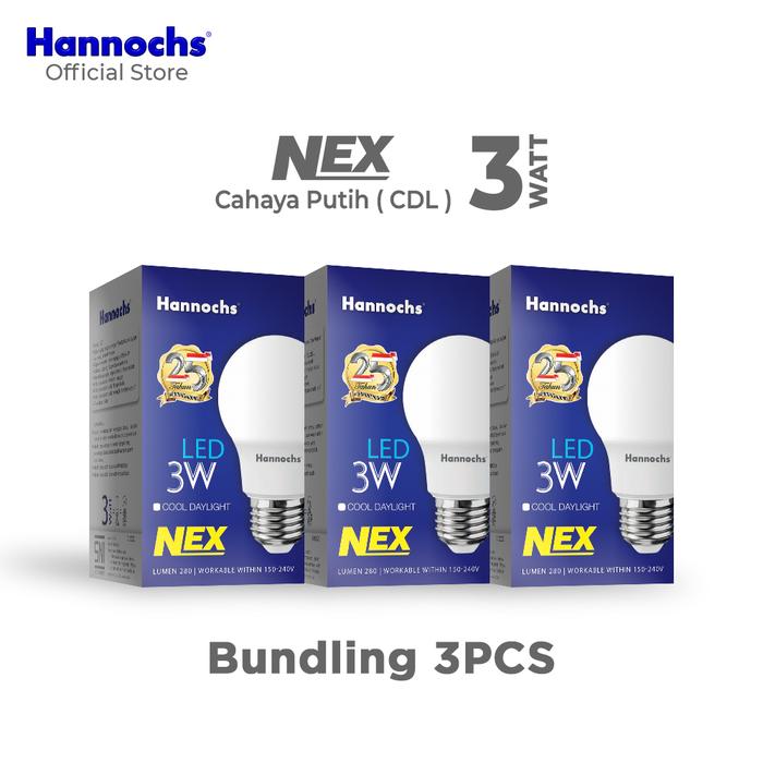 Promo Hannochs Lampu Bohlam LED NEX 3W Cahaya Putih Paket isi 3pcs - Kab. Tangerang - Hannochs ...