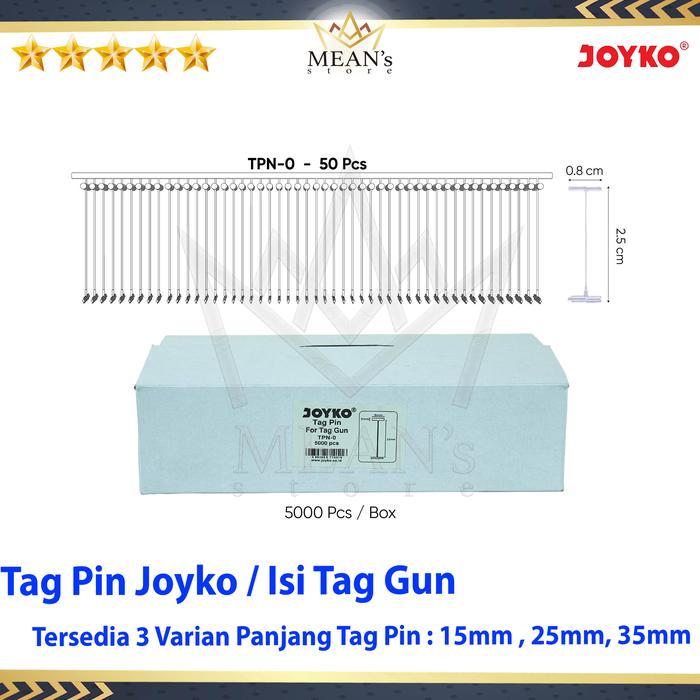 Jual Tag Pin Joyko TPN 0 / Isi Tag Gun TG 600 / Top Pin 15mm 25mm 35mm ...
