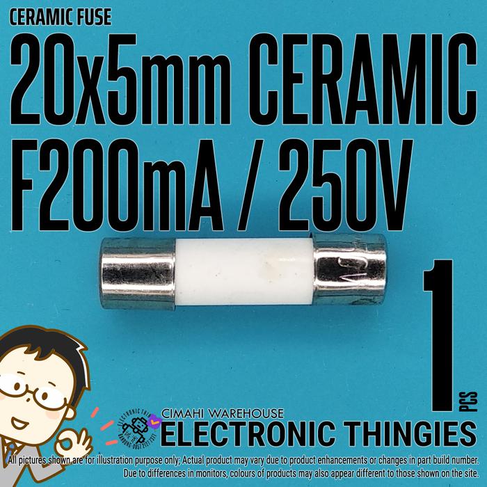 Jual 20x5mm 250V F200mA FAST FUSE MINI CERAMIC 0.2A SEKRING KERAMIK ...