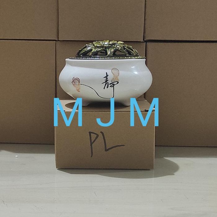 Jual tempat bakar keramik kerucut bukhur unik - putih lotus - Jakarta ...