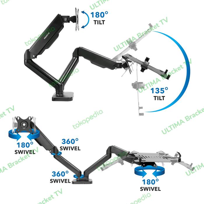 Jual Bracket Laptop Dan Monitor Arm Jepit Meja Full Motion Stand Desk ...