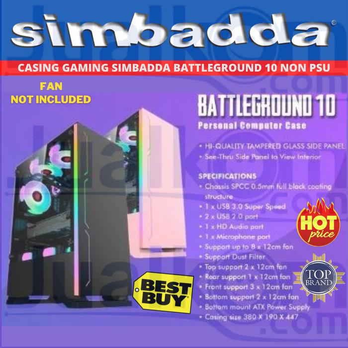 Jual Casing Gaming Simbadda BattleGround 10 ATX MATX Case Gaming ...