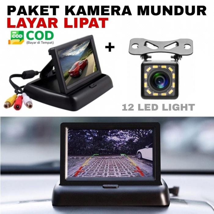 Jual Paket kamera mundur mobil 12 LED Nightvision dan layar lipat 4.3 ...
