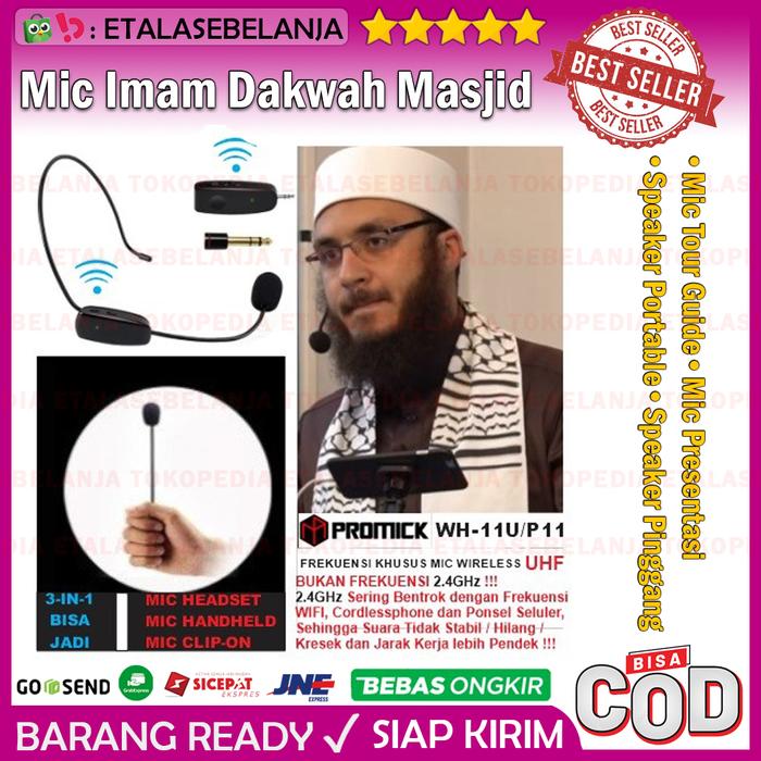 Jual MIC MICROPHONE MIKROPON HEADSET WIRELESS UHF SYSTEM - PROMICK WH ...