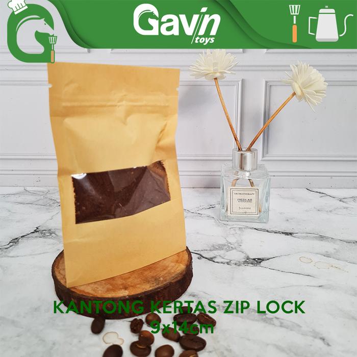 Jual Kraft Paper Bags Resealable Zip Lock 9 x 14cm Kantong Kertas ...