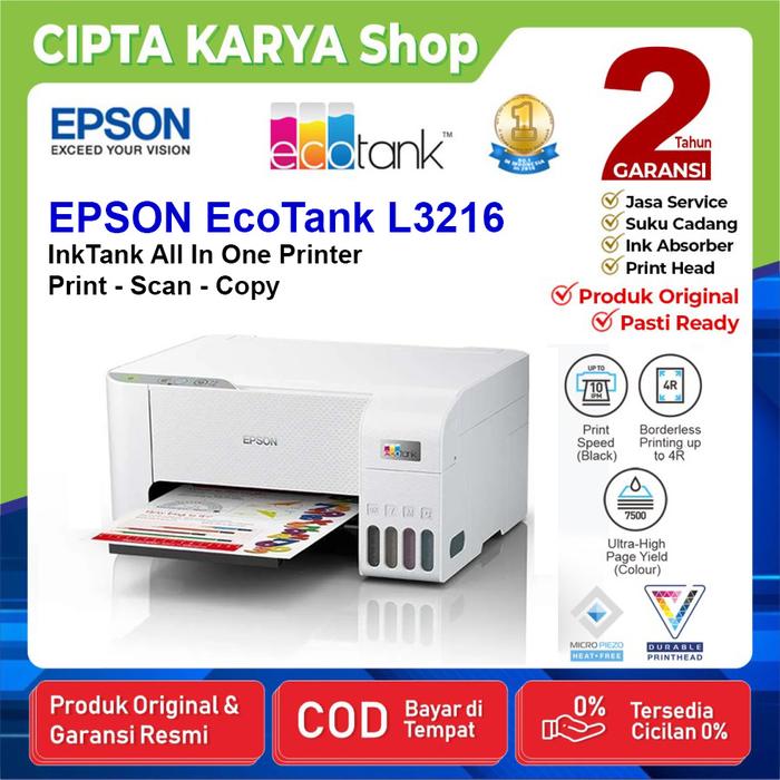 Jual Epson L3210 All in One Ink Tank Printer Hitam Putih Original Tinta 1 Set Garansi Resmi 2 ...