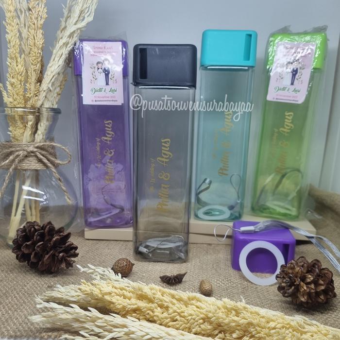 Jual Botol Minum My Bottle Kotak + Sablon + Plastik Souvenir Nikah ...