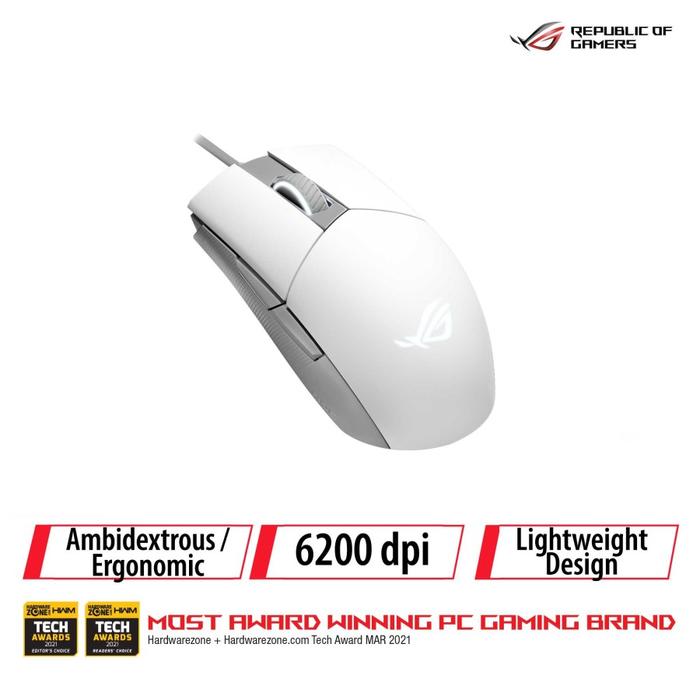 Jual ASUS ROG STRIX IMPACT II MOONLIGHT WHITE GAMING MOUSE RGB AURA ...