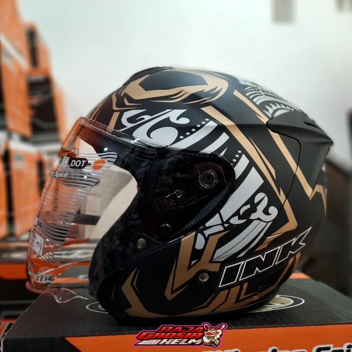 Jual HELM INK DYNAMIC MOTIF 3 MATT BLACK GOLD INK DINAMIC HITAM DOFF ...