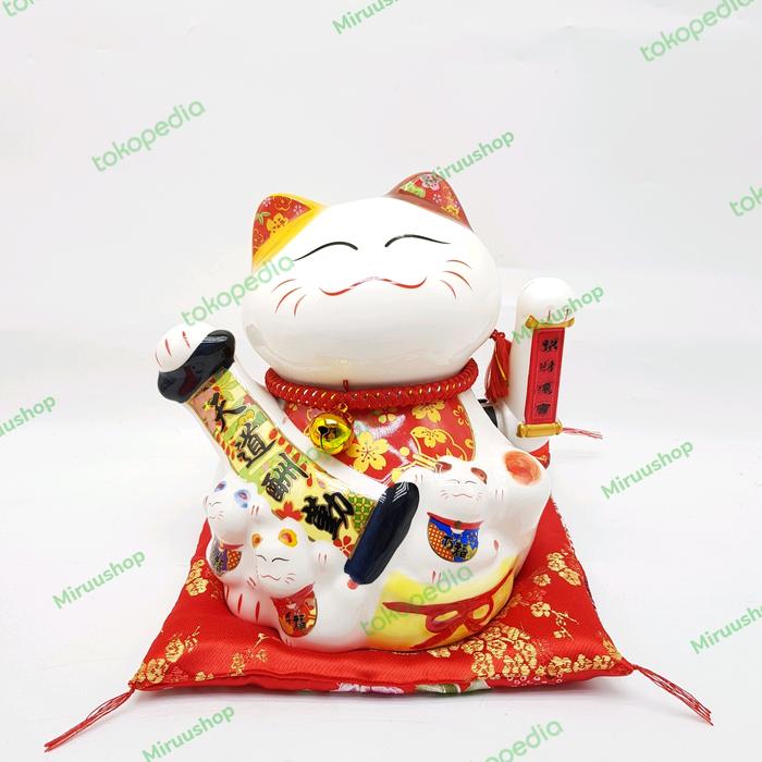 Jual Patung hiasan kucing hoki maneki neko lucky cat fengshui rejeki ...