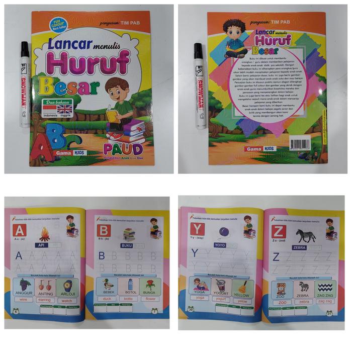Jual Buku Lancar Menulis Huruf Besar / Buku PAUD Ukuran A4 Besar Full ...