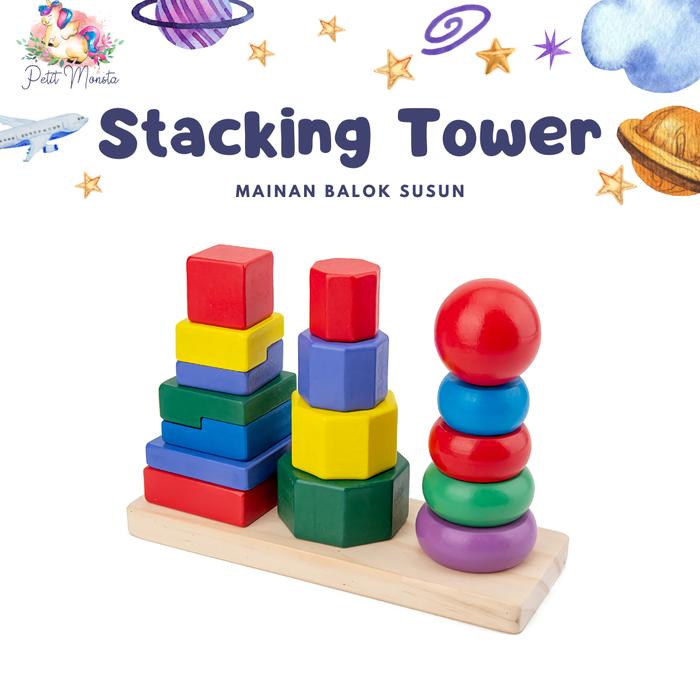 Jual 3 In 1 Tower Stacking Ring - Mainan Kayu Piramida Susun Di Seller ...