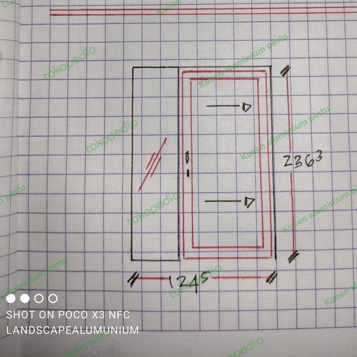 Jual custom pintu sliding dan kaca fix inkalum hitam 3 inch - Kota ...