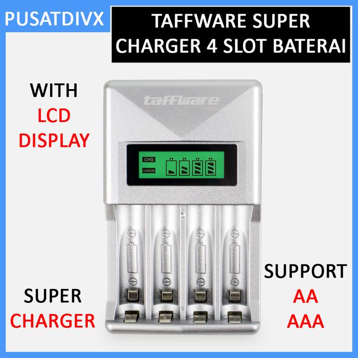 Jual TAFFWARE SUPER CHARGER 4 SLOT BATERAI LCD AA AAA NIMCH NICD ...