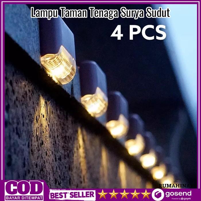 Jual Lampu Pagar Tangga Tembok Sudut Solar Panel Otomatis Waterproof 4 ...