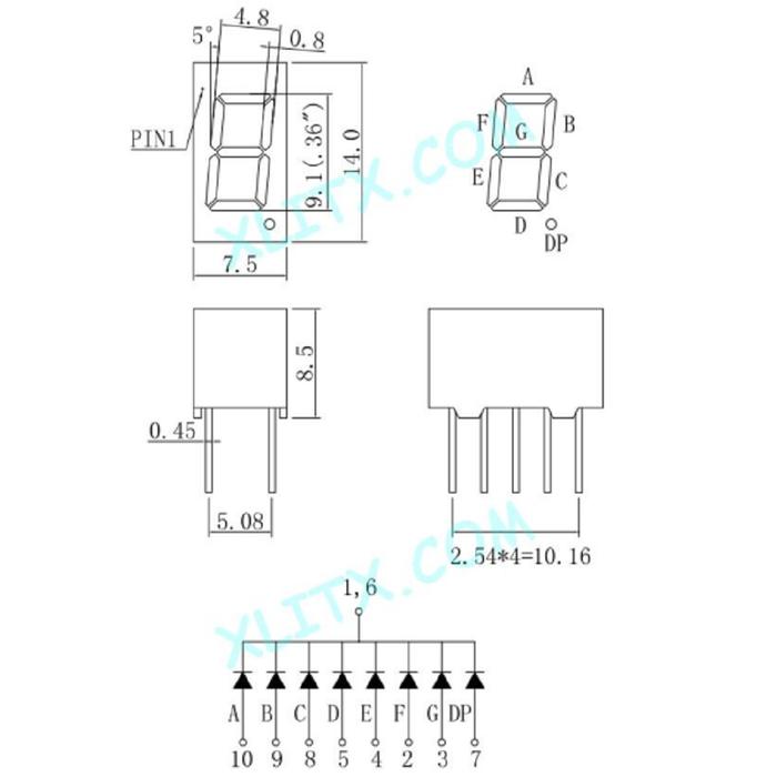 Jual Seven Segment Display 7 Segment Merah 0.36 Inch 1-2-3-4-Jam Digit ...