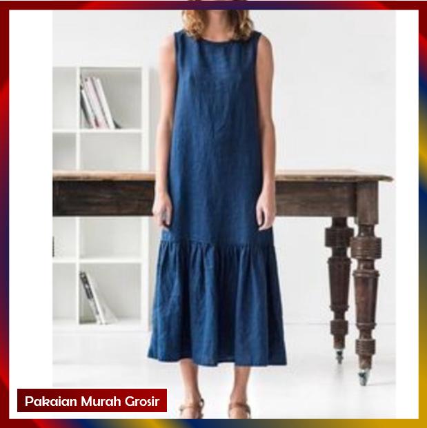 Jual Long Dress Polos Model Korean Style Dress Korea Polos Baju Dress ...