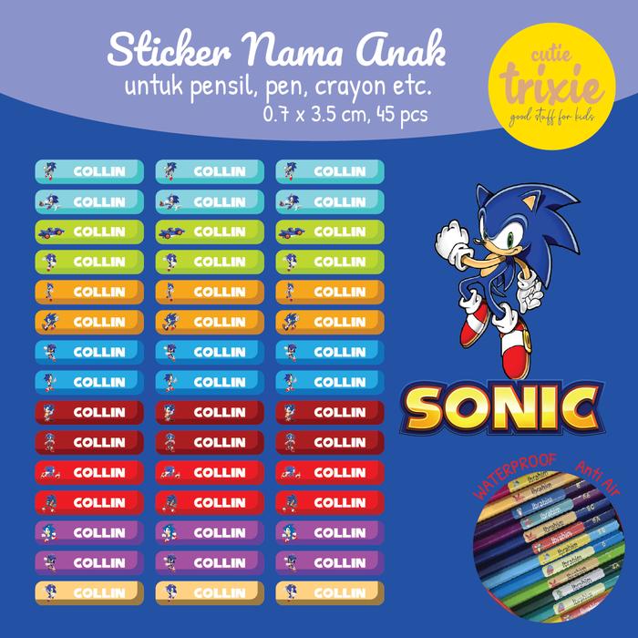 Jual Label Nama Pensil Sonic - Jakarta Barat - Cutie Trixie | Tokopedia