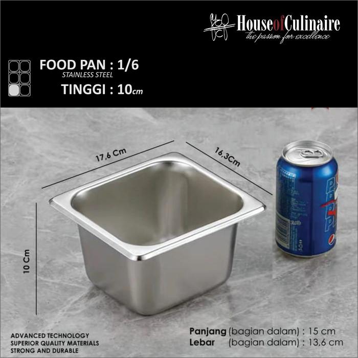 Jual Food Pan Stainless 1/6 Tinggi 10 cm Gastronom Pan - Kota Bandung - houseofculinaire | Tokopedia