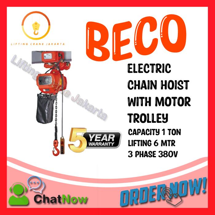 Jual Electric Chain Hoist with Trolley Cap 1 Ton 6 Meter 3 Phase BECO ...