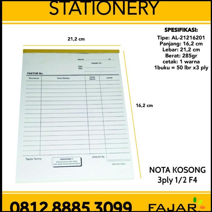 Jual Nota Blangko / Nota Kosong / Cetak Buku Bon / Stationery - Jakarta ...