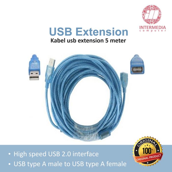 Jual Kabel USB Extension Extender 5 Meter Perpanjangan USB Male to ...