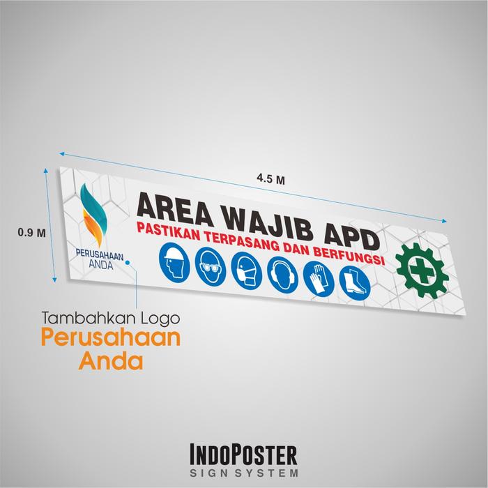 Jual Spanduk Flexi Banner K3 Safety Area Wajib APD PPE Alat Pelindung Diri Helm Kacamata Masker ...