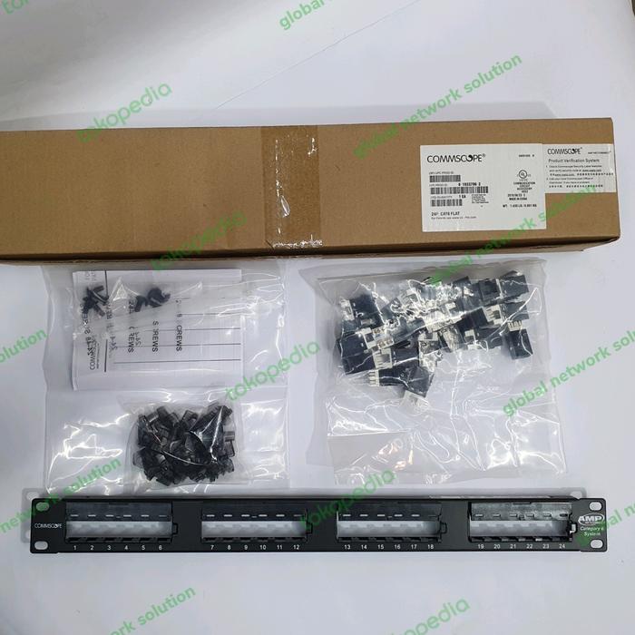Jual patch panel 24 port cat 6 amp commscope lengkap modular jack cat6 ...