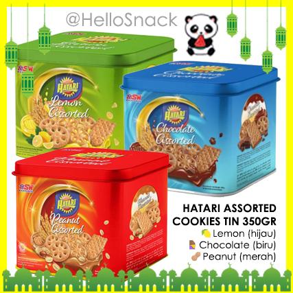 Jual HATARI assorted cookies tin 350g peanut chocolate lemon biskuit ...