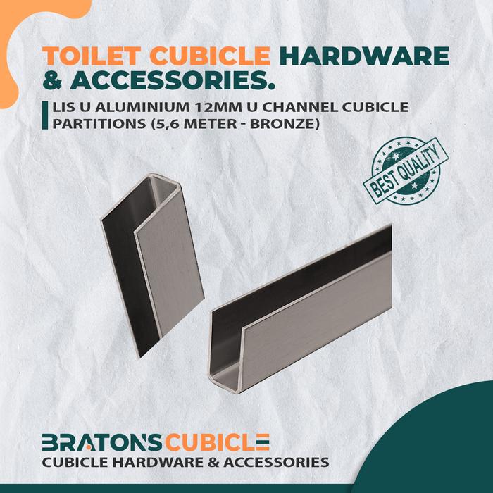 Jual Lis U Aluminium List U Channel Cubicle 12MM (5.6 Meter) - Bronze ...