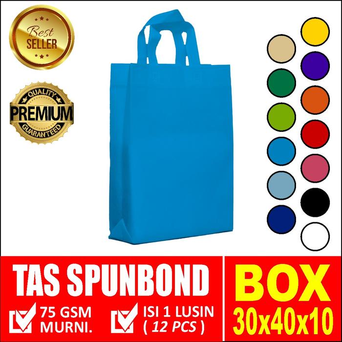 Jual Souvenir Tas Box Spunbond Handle - Biru Pocari 30CM x 40CM x 10CM ...