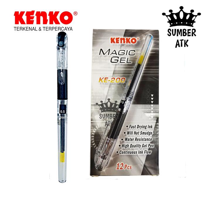 Jual KENKO GEL PEN KE-200 (Magic Gel) 0.5MM /12 PCS 1 LUSIN / PEN TINTA GEL - Hitam - Jakarta ...