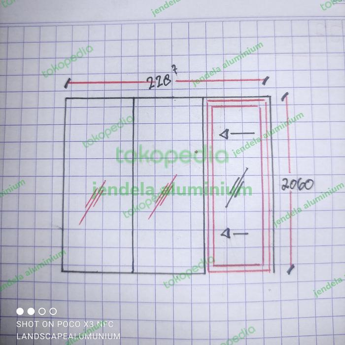 Jual custom kaca mati 2 bagian dan pintu sliding merk inkalum 3 inch ...
