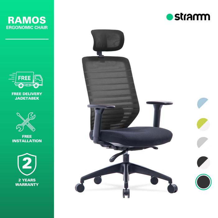 Promo Kursi Kantor Ergonomis Stramm Ramos I - Black on Black, Chair ...