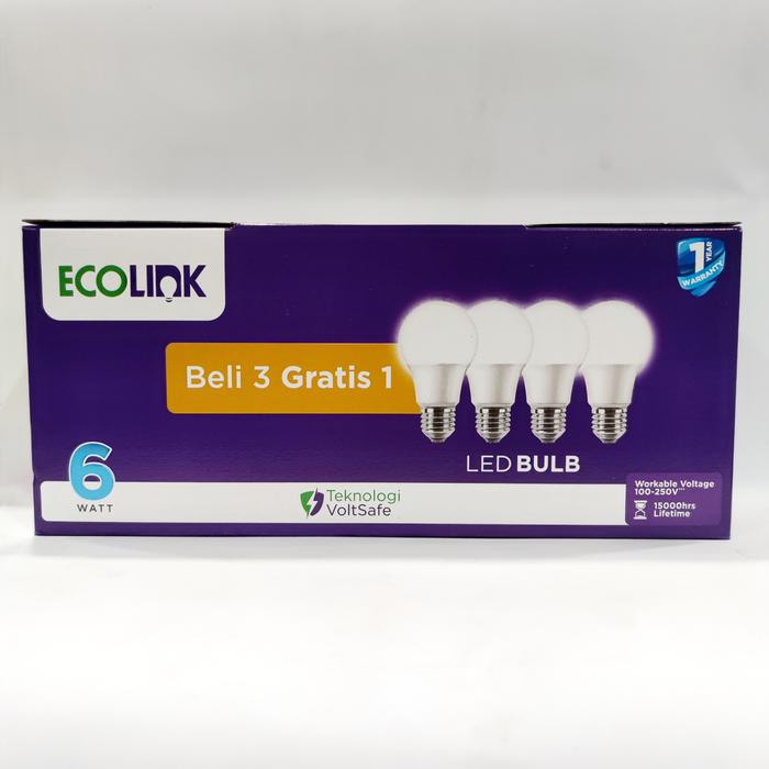 Jual EcoLink LedBulb MultiPack 6W Beli 3 Gratis 1 - Cool DayLight (Isi ...