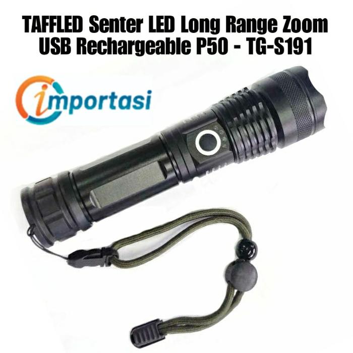Jual TAFFLED Senter LED Long Range Zoom USB Rechargeable P50 - TG-S191 ...